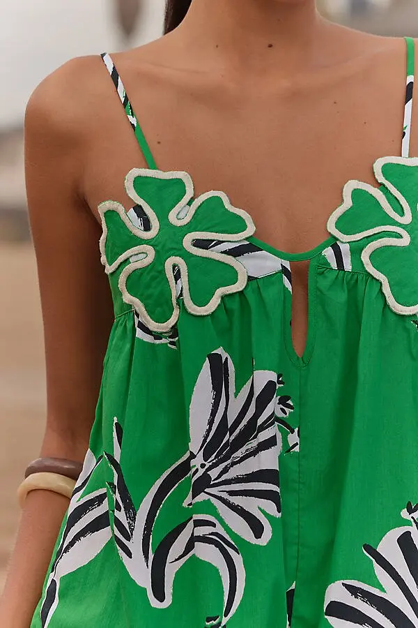 SUZANNE LUSTIG X Celandine Bloom Cotton Romper - Green Pattern