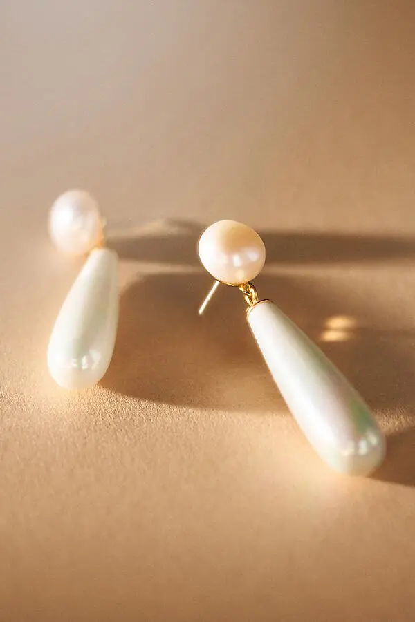 Shashi Linnea Drop Earrings - Pearl