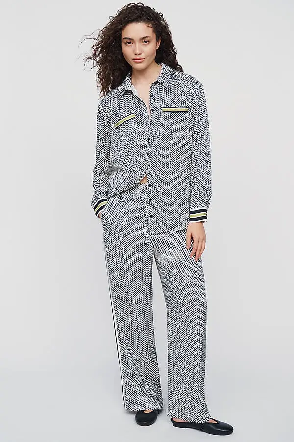 Maeve Brooklin Tie-front Printed Pull-on Pants - Black Pattern