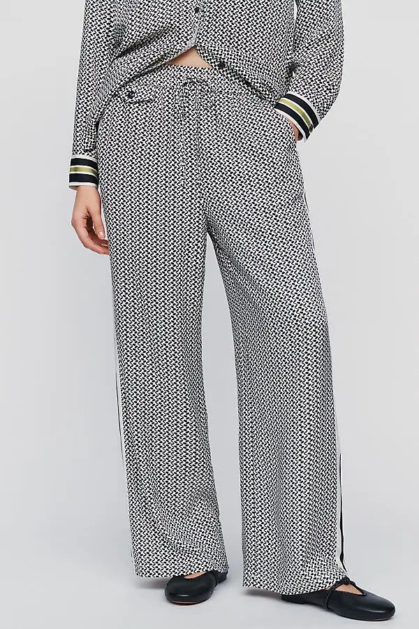 Maeve Brooklin Tie-front Printed Pull-on Pants - Black Pattern