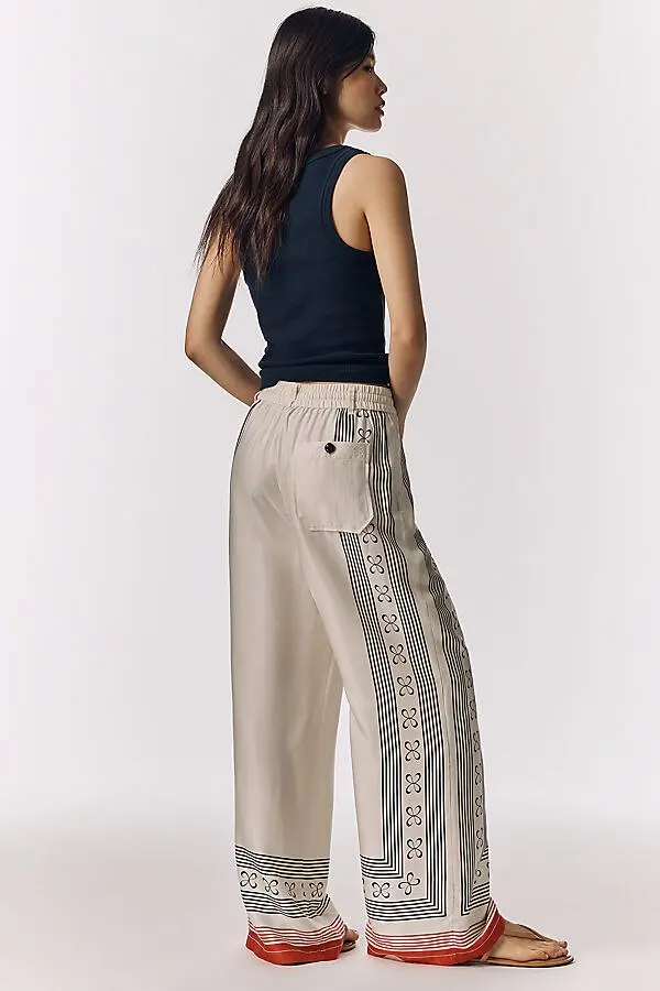 Maeve Brooklin Tie-front Printed Pull-on Pants