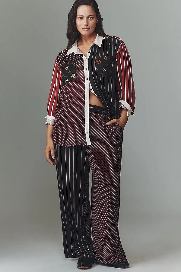 Maeve Brooklin Tie-front Printed Pants - Red Pattern