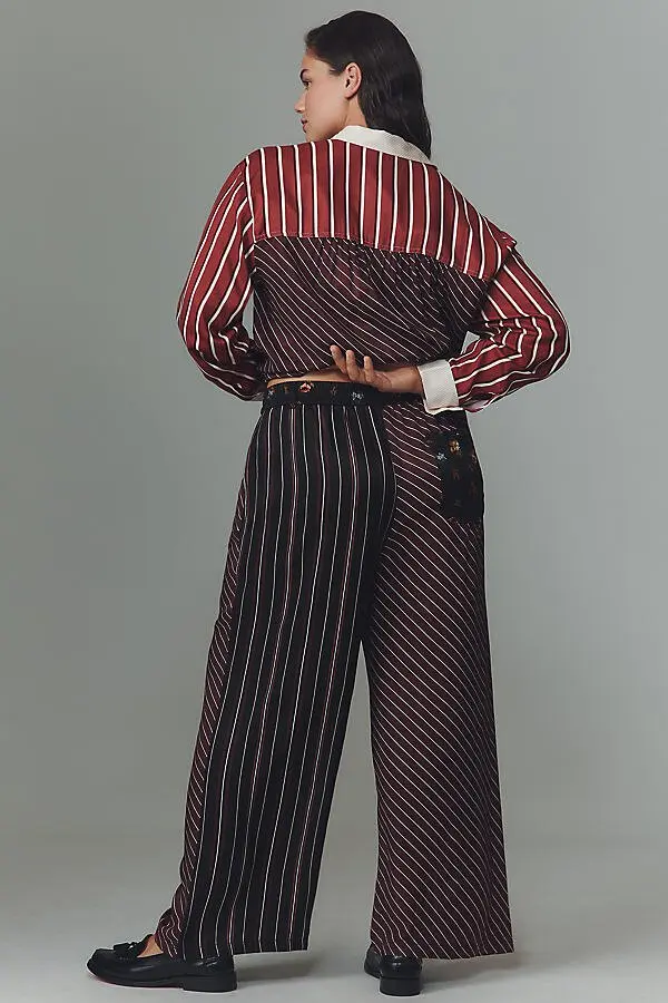 Maeve Brooklin Tie-front Printed Pants - Red Pattern
