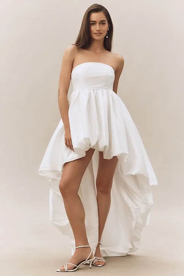 ATSU Taffeta Strapless High-low Bubble-hem Dress
