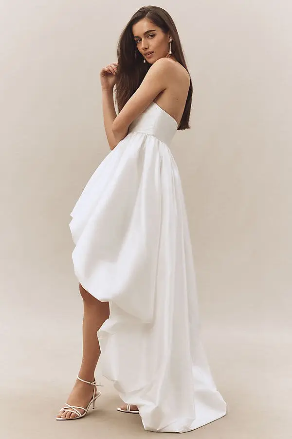 ATSU Taffeta Strapless High-low Bubble-hem Dress