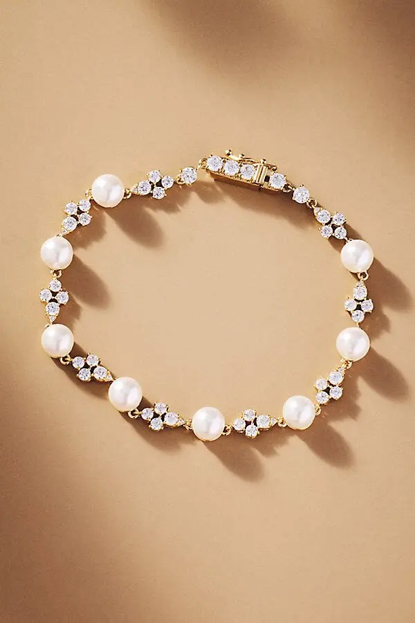 Nadri Venus Pearl Line Bracelet - Gold