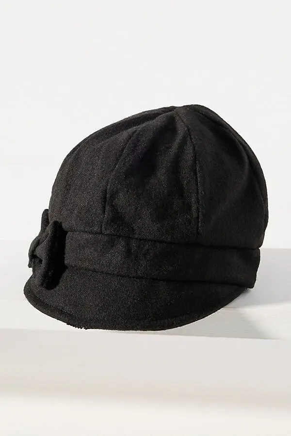 San Diego Hat Wool Newsboy Cap With Bow - Black