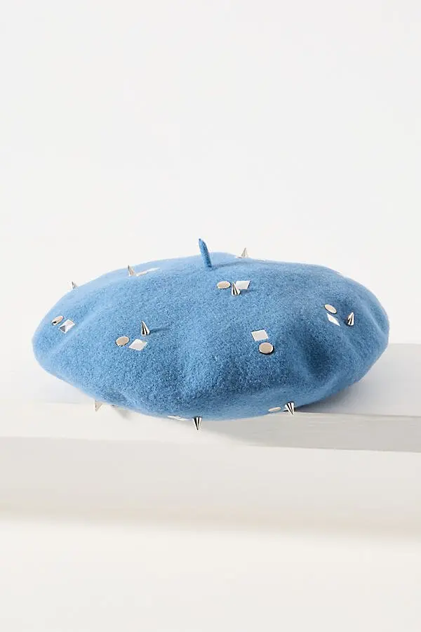 San Diego Hat Studded Wool Beret - Blue