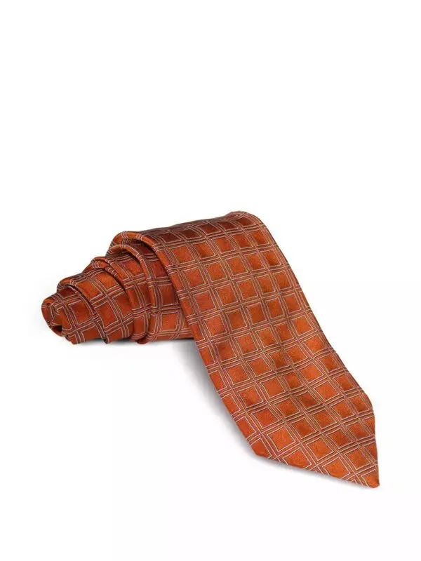 ZILLI Check-pattern Silk Tie - Orange