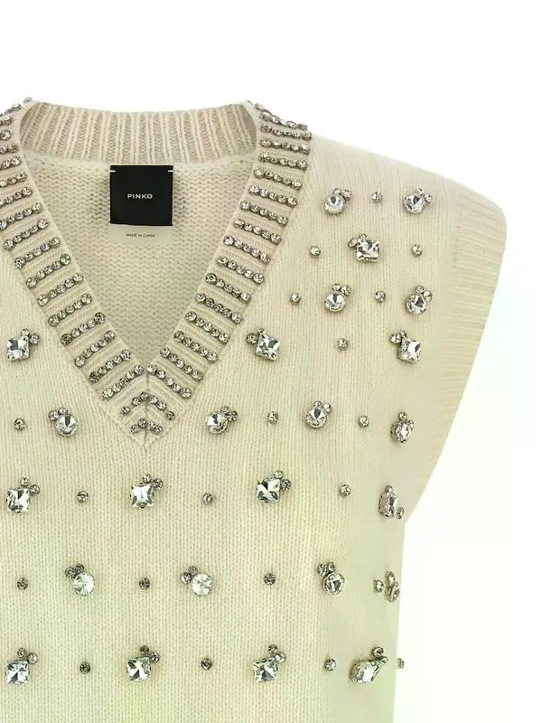 Pinko Crystal-embellished V-neck Vest
