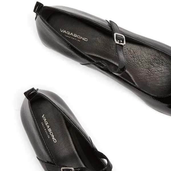 VAGABOND SHOEMAKERS Delia Square Toe Leather Ballet Flats - Black