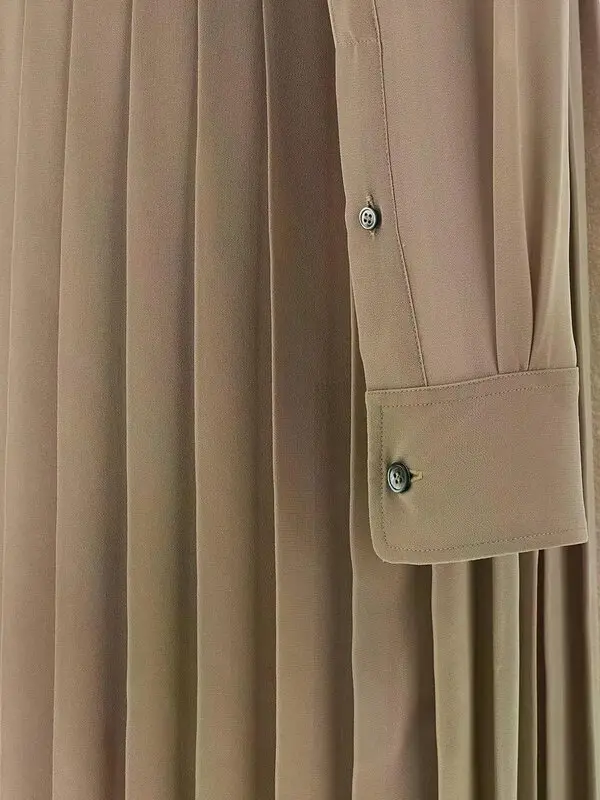 AMI Paris Pleated Midi Shirt Dress