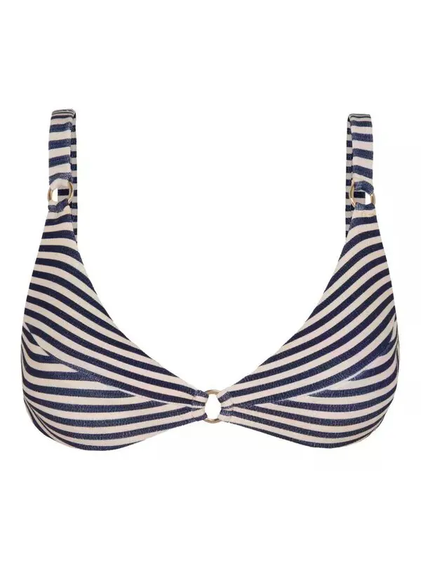 LENNY NIEMEYER Striped Ring-detail Bikini Top - Blue
