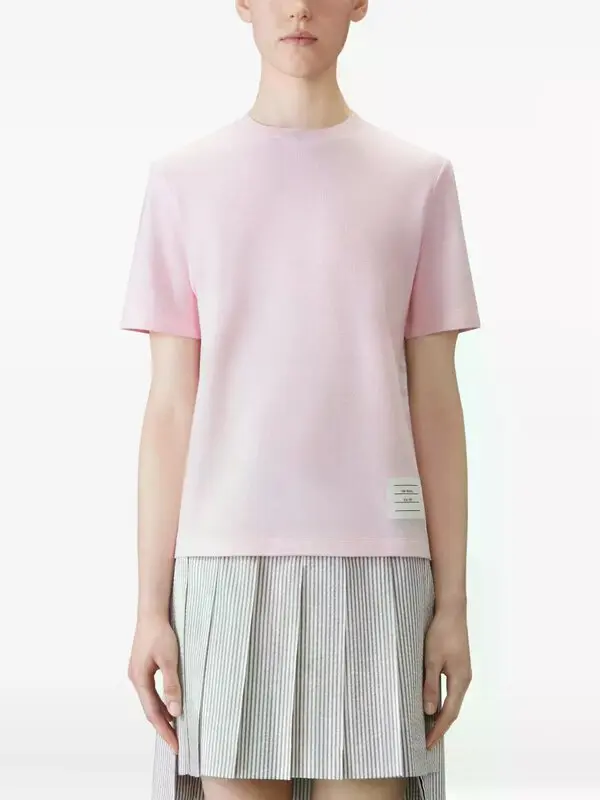 Thom Browne Pique 4-bar Crewneck T-shirt - Pink