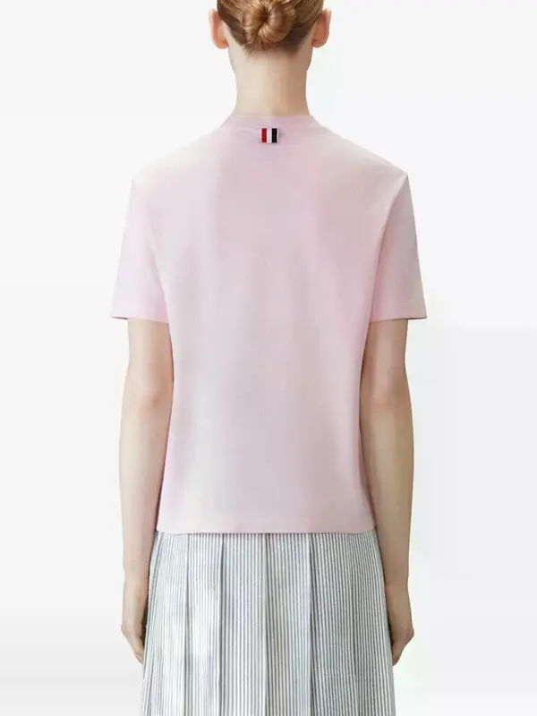 Thom Browne Pique 4-bar Crewneck T-shirt - Pink