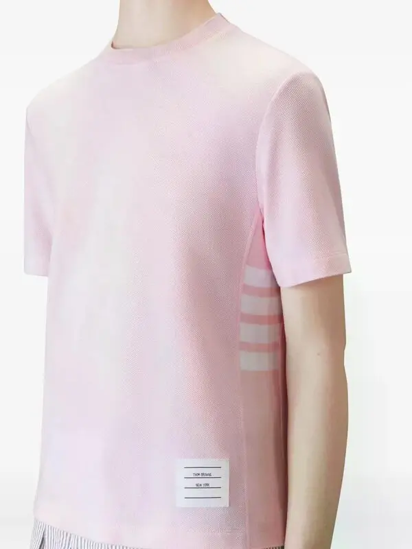 Thom Browne Pique 4-bar Crewneck T-shirt - Pink