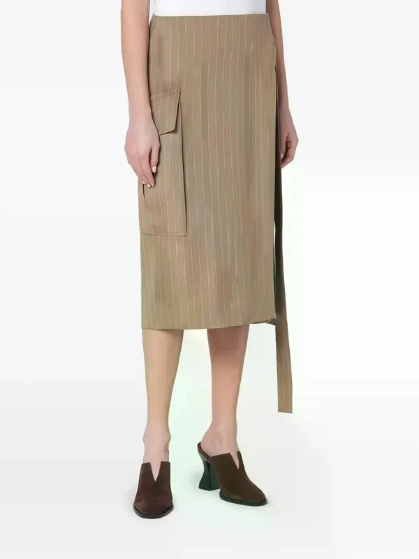 Victoria Beckham Pinstripe Wrap Midi Skirt