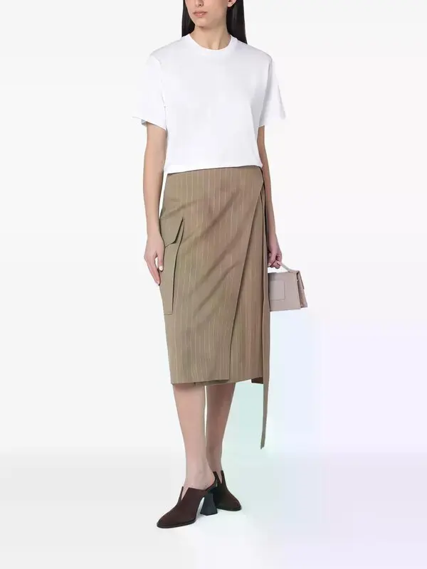 Victoria Beckham Pinstripe Wrap Midi Skirt