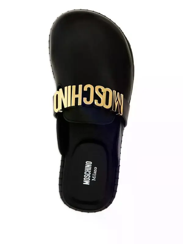 Moschino Logo-plaque Leather Mules