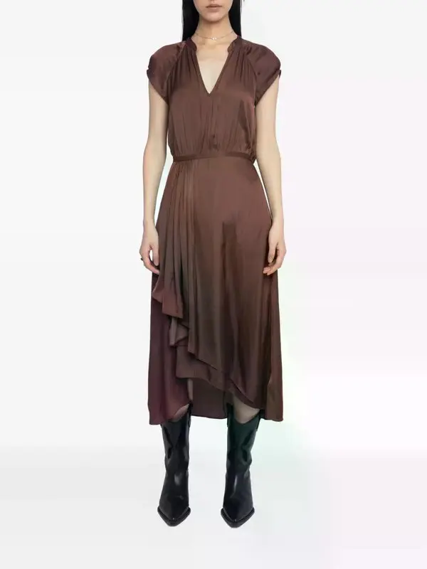 Zadig&Voltaire Randall V-neck Midi Dress - Brown