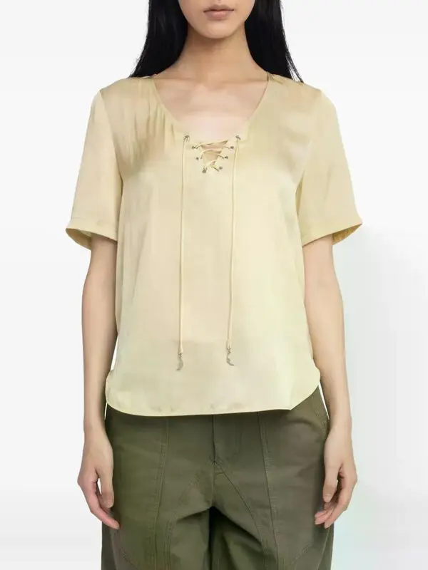 Zadig&Voltaire Lace-up Short-sleeved Top - Neutrals
