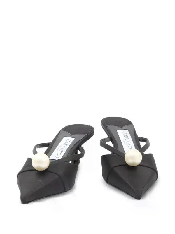 JIMMY CHOO 50mm Sana Pearl-embellished Mules - Black