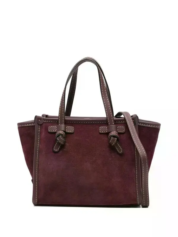 GIANNI CHIARINI Miss Marcella Suede Tote Bag With Knotted Detail - Red