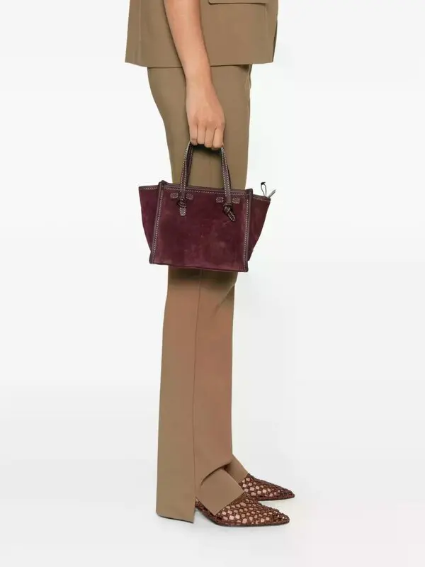 GIANNI CHIARINI Miss Marcella Suede Tote Bag With Knotted Detail - Red