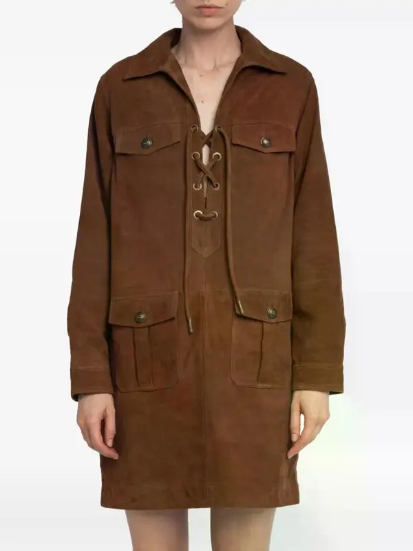 Zadig&Voltaire Remacha Lace-up Mini Dress - Brown