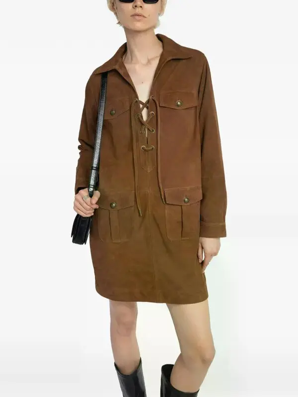 Zadig&Voltaire Remacha Lace-up Mini Dress - Brown