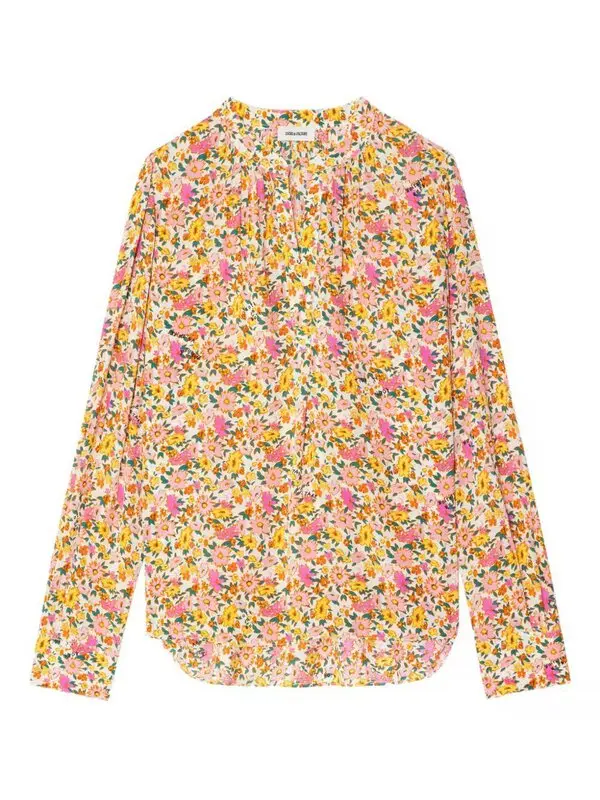 Zadig&Voltaire Tink Floral-print V-neck Tunic Top