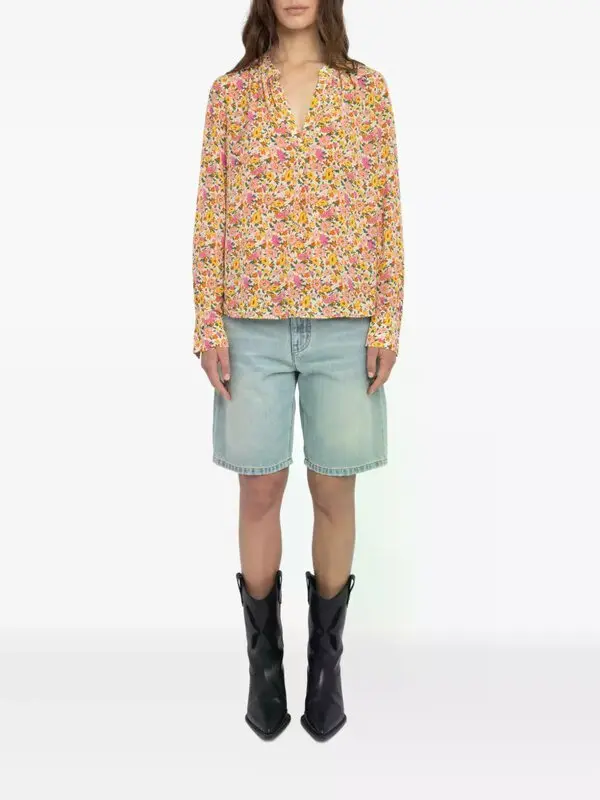 Zadig&Voltaire Tink Floral-print V-neck Tunic Top