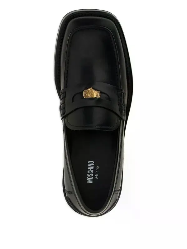 Moschino Coin-detail Leather Loafers
