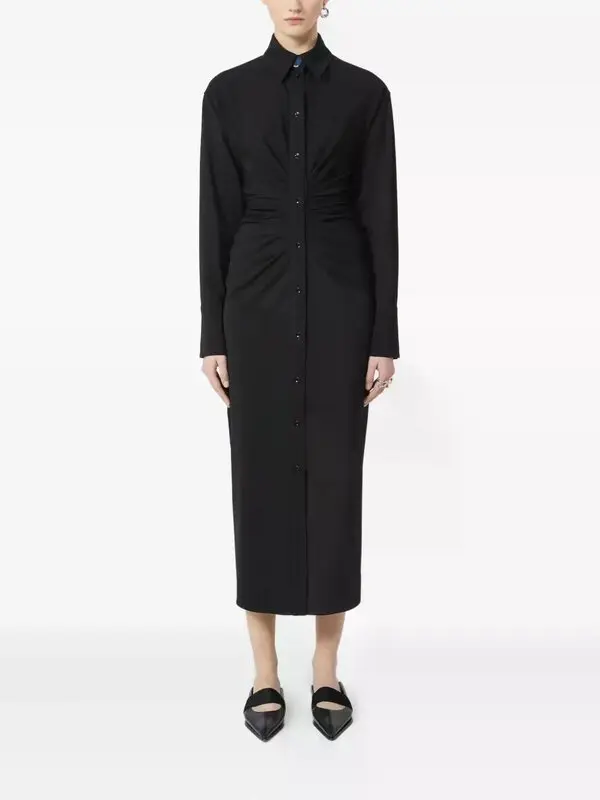 Sportmax Button-cuff Shirred Dress