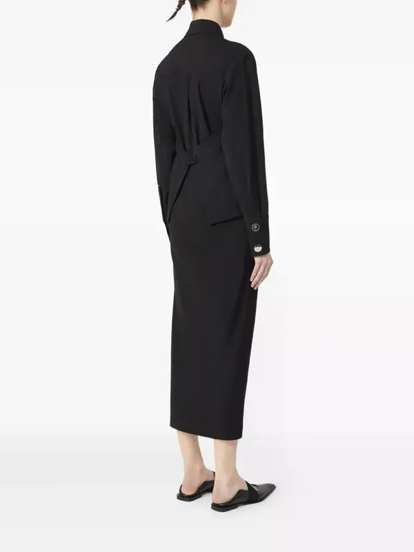 Sportmax Button-cuff Shirred Dress