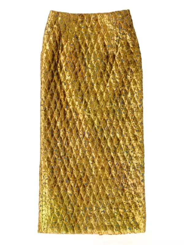 Needles Quilted Velvet Pencil Skirt - Gold