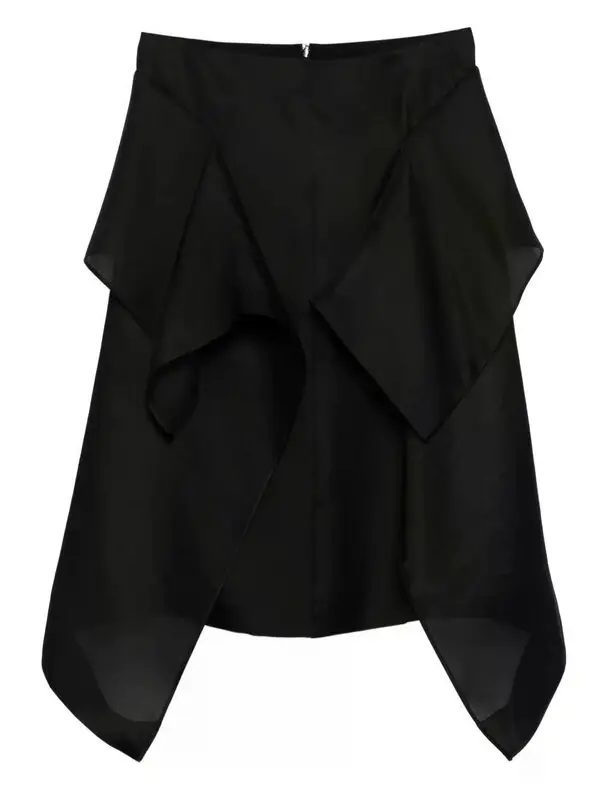 Khaite Nina Silk Ruffle Skirt - Black