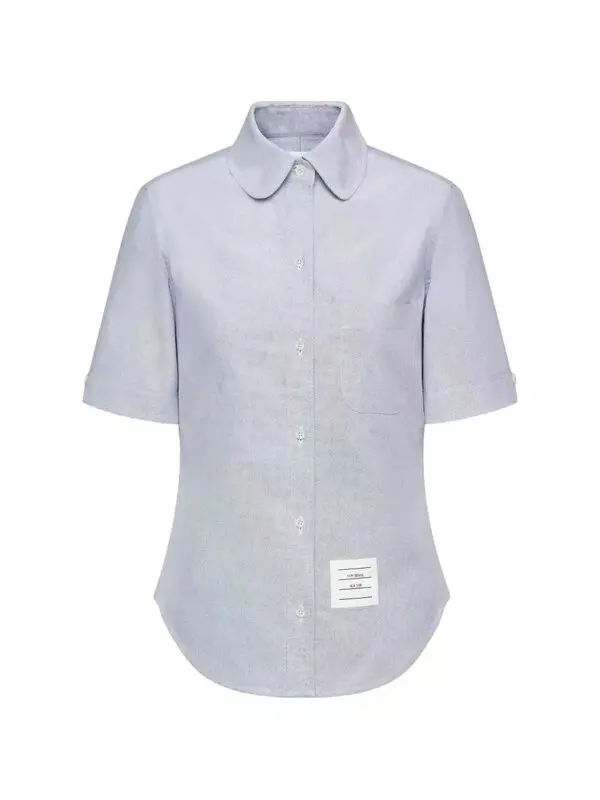 Thom Browne Round-collar Short-sleeve Shirt - Grey