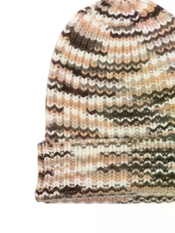 HURRAY Striped Cashmere Beanie Hat - Neutrals