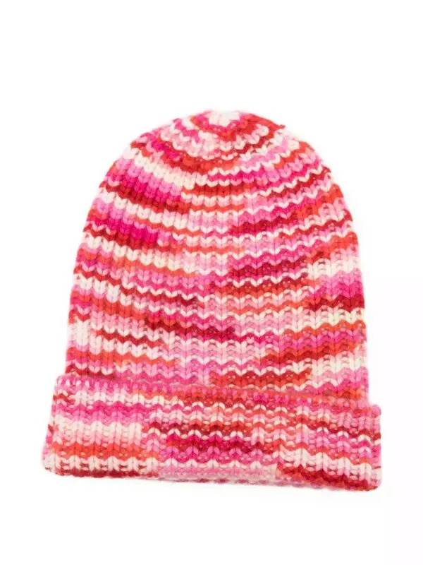 HURRAY Striped Cashmere Beanie Hat - Pink