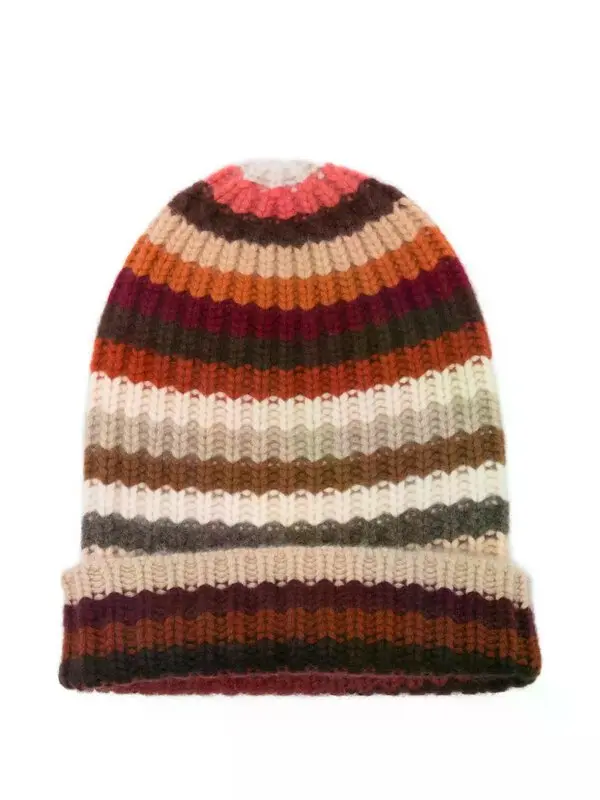 HURRAY Striped Cashmere Beanie - Brown