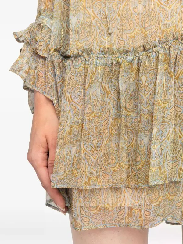 Zadig&Voltaire Ralice Paisley Ruffled Mini Dress - Neutrals