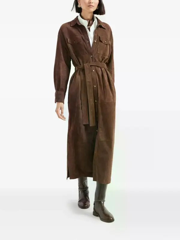 Brunello Cucinelli Belted Suede Shirt Dress