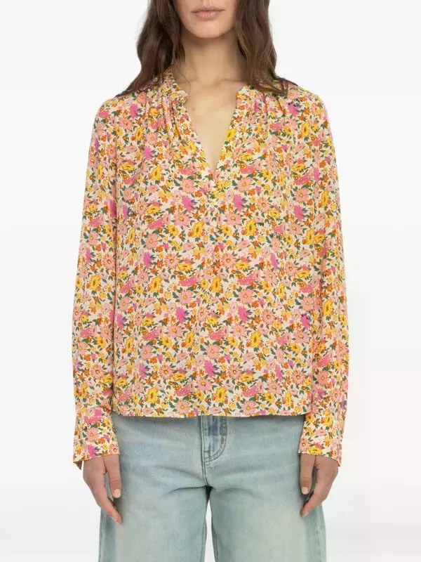 Zadig&Voltaire Tink Floral-print V-neck Tunic Top