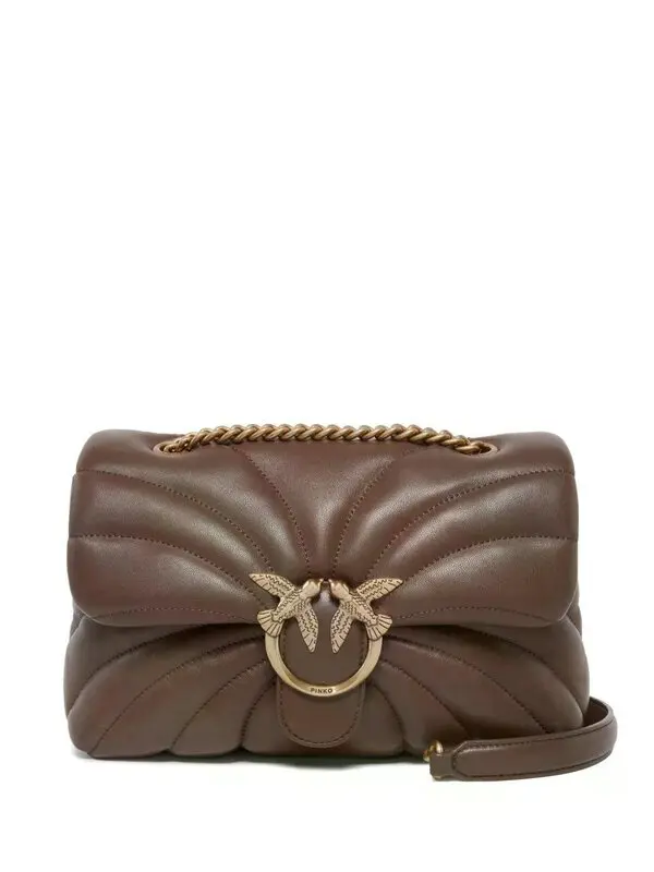 Pinko Quilted Birds Shoulder Bag - Brown