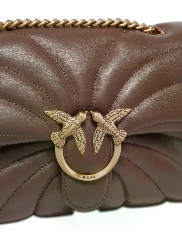Pinko Quilted Birds Shoulder Bag - Brown