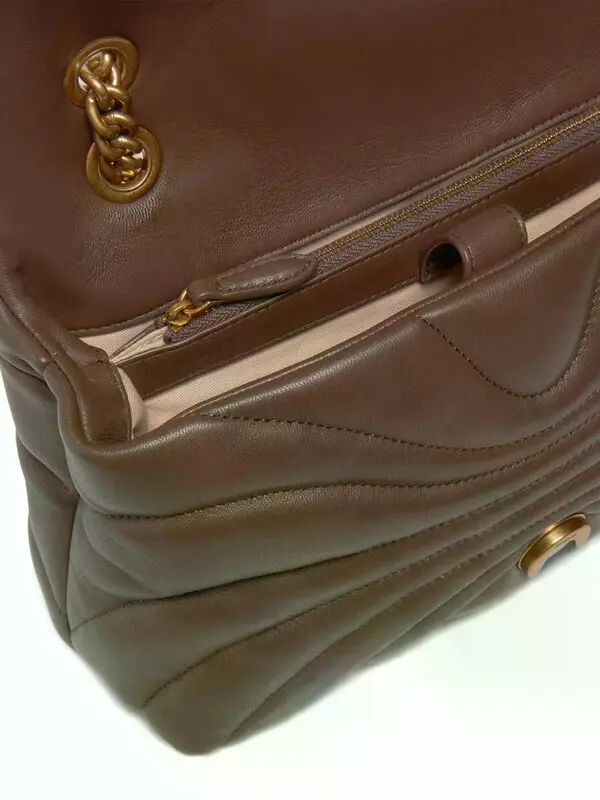 Pinko Quilted Birds Shoulder Bag - Brown