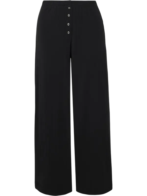 LESET Boxer Pointelle-knit Cotton Wide-leg Pants