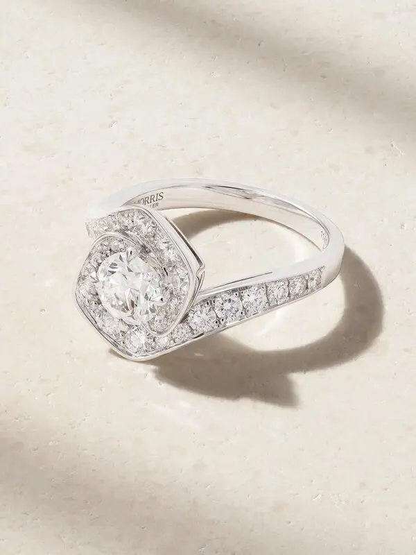 DAVID MORRIS Frozen Kiss 18-karat White Gold Diamond Ring - Silver