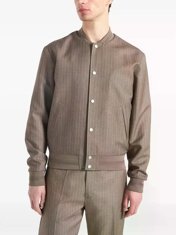 Manière De Voir Savin Pinstripe Bomber Jacket - Neutrals